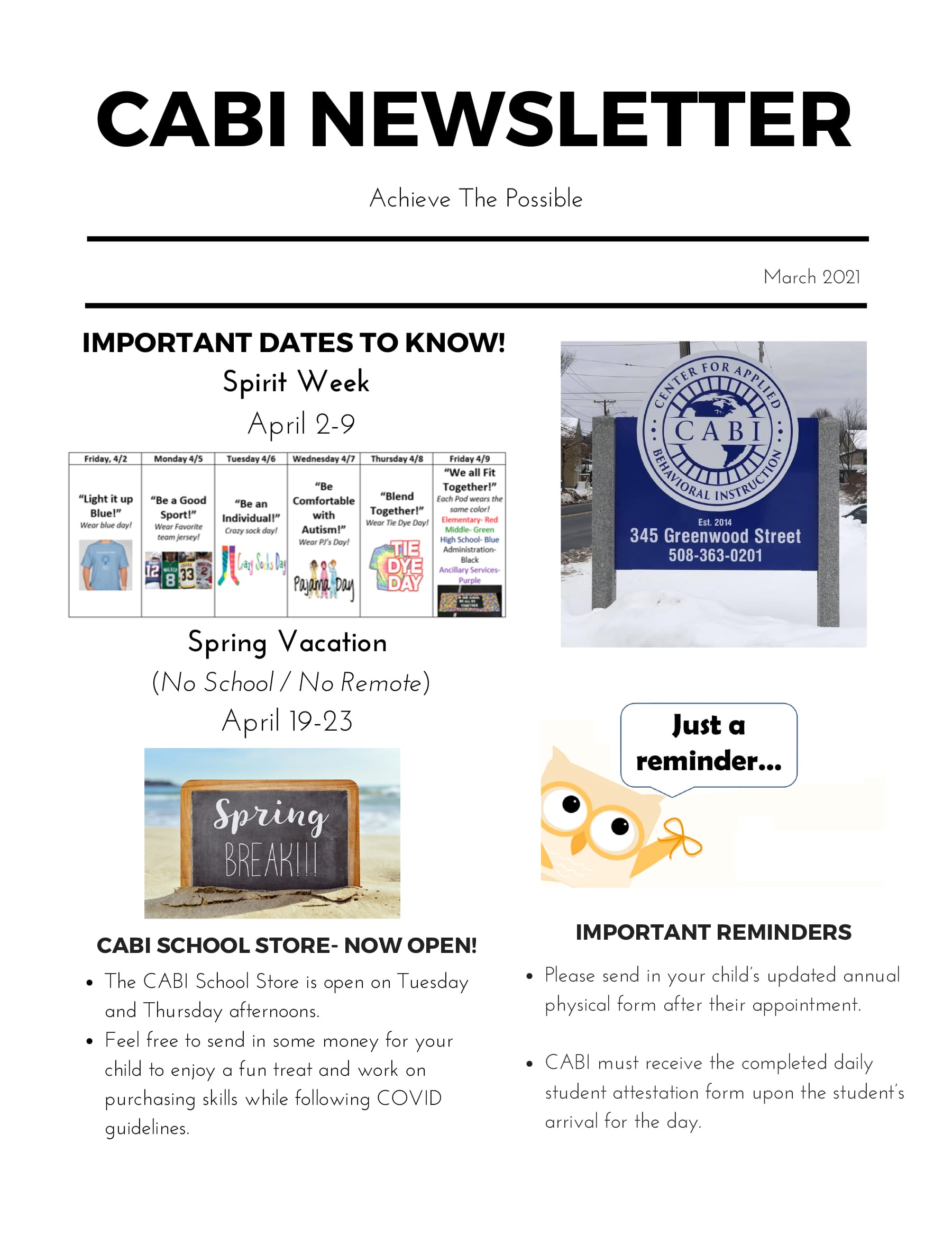 Newsletters - Center for Applied Behavioral Instruction